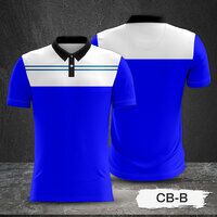 White and Blue Combination Full Sublimation Polo Shirt | Print Your Design